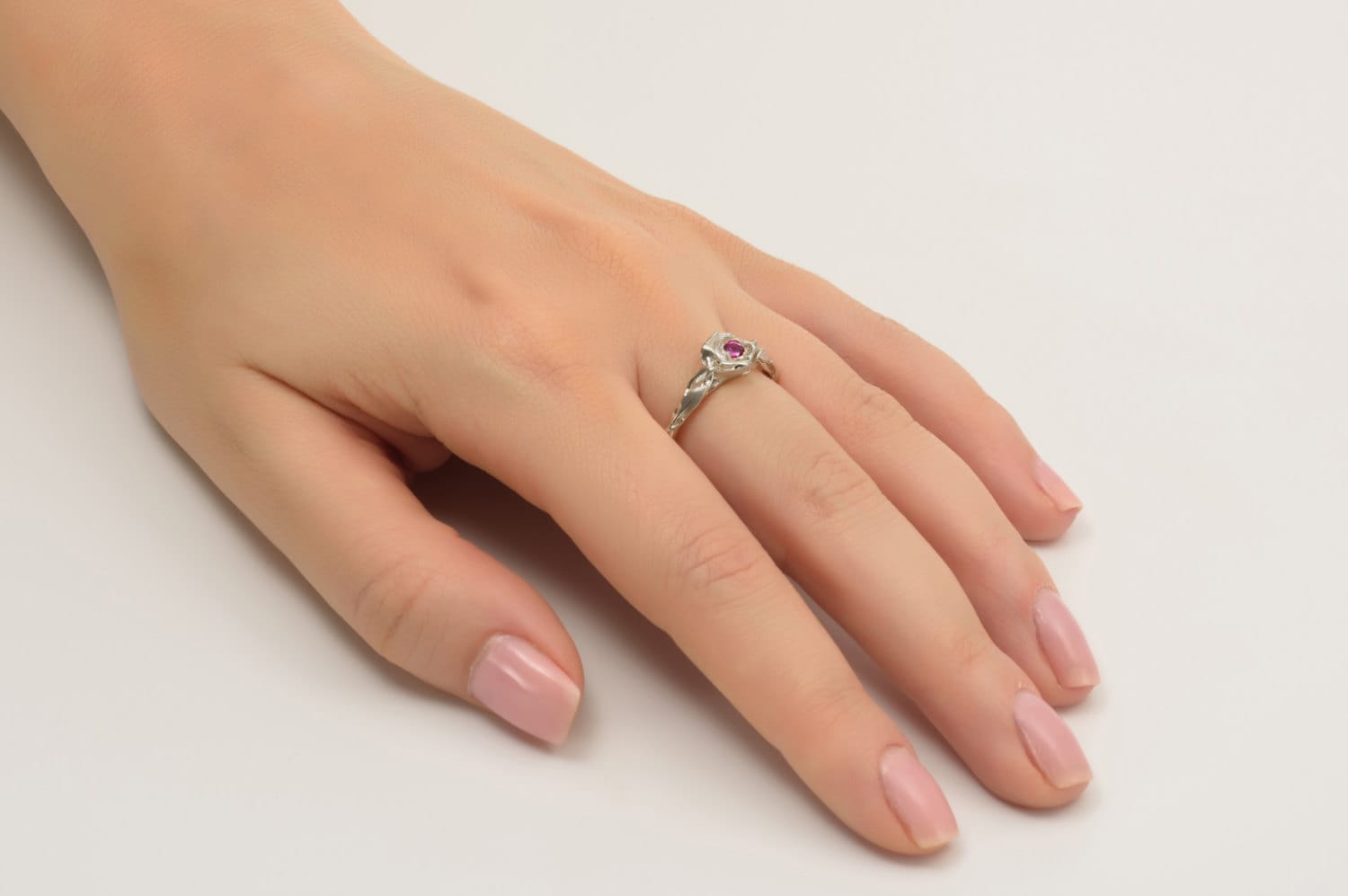 Rose Engagement Ring, Flower Engagement Ring, White Gold and Diamond ...