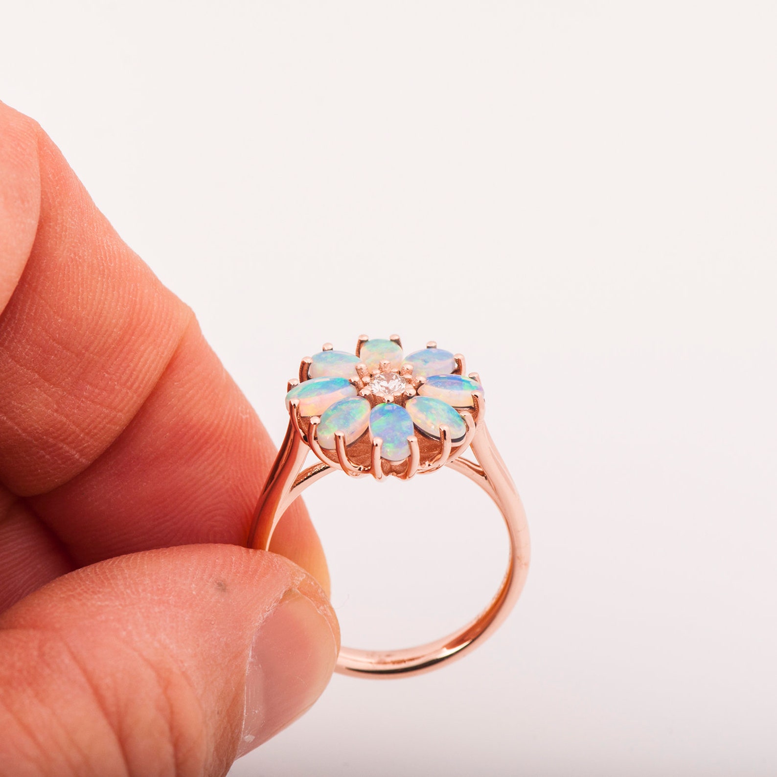 Flower Opal Ring Opal Engagement Ring Opal Ring Unique - Etsy