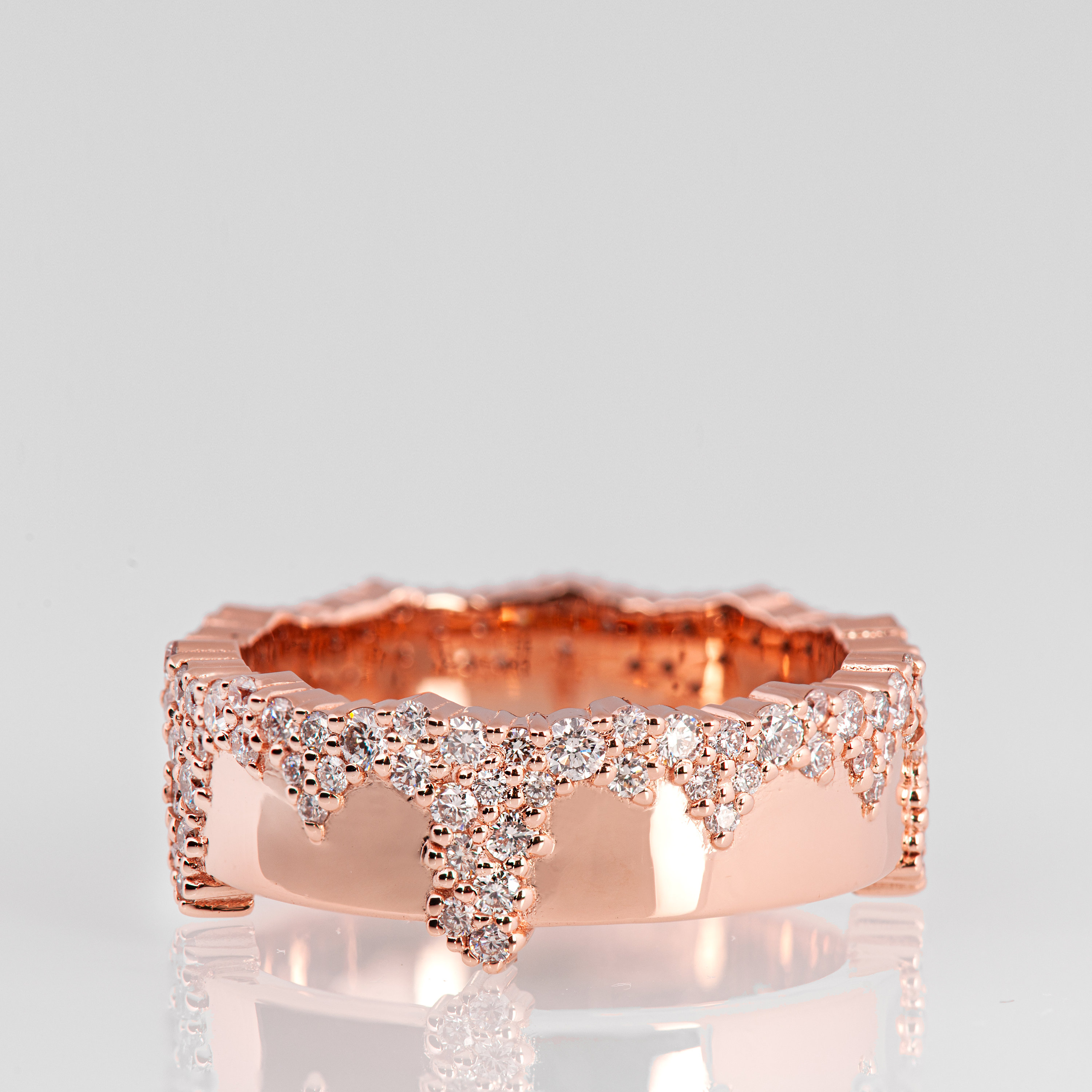 Snow Ring, Rose Gold Wedding Ring Set With a Cluster of Diamonds - Etsy