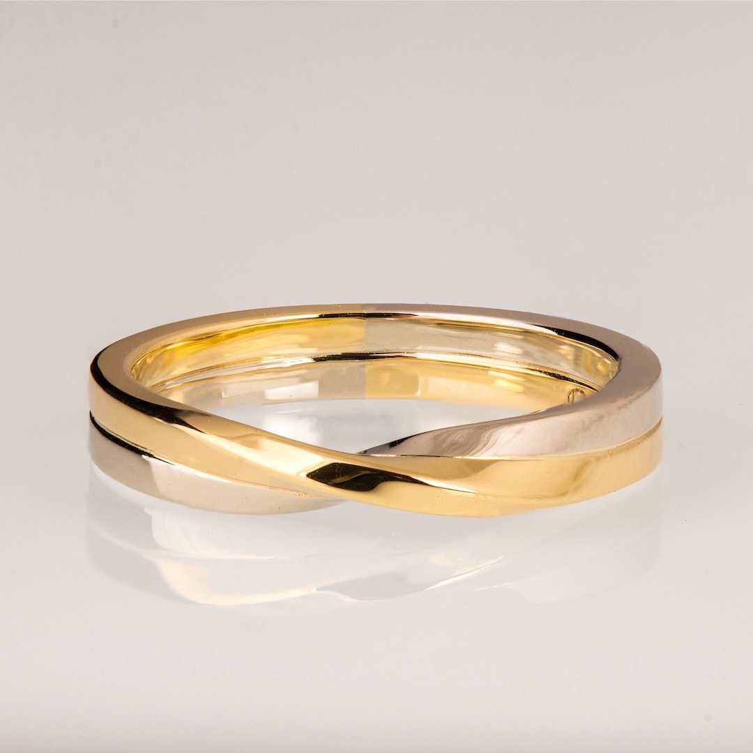 Two Tone Mobius Ring, Platinum and Gold Mobius Ring, Wedding Ring, Gold ...