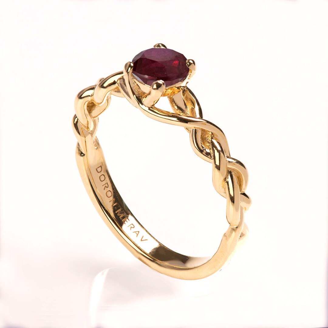 Braided Engagement Ring No.2 - 14K Gold and Ruby Engagement Ring ...