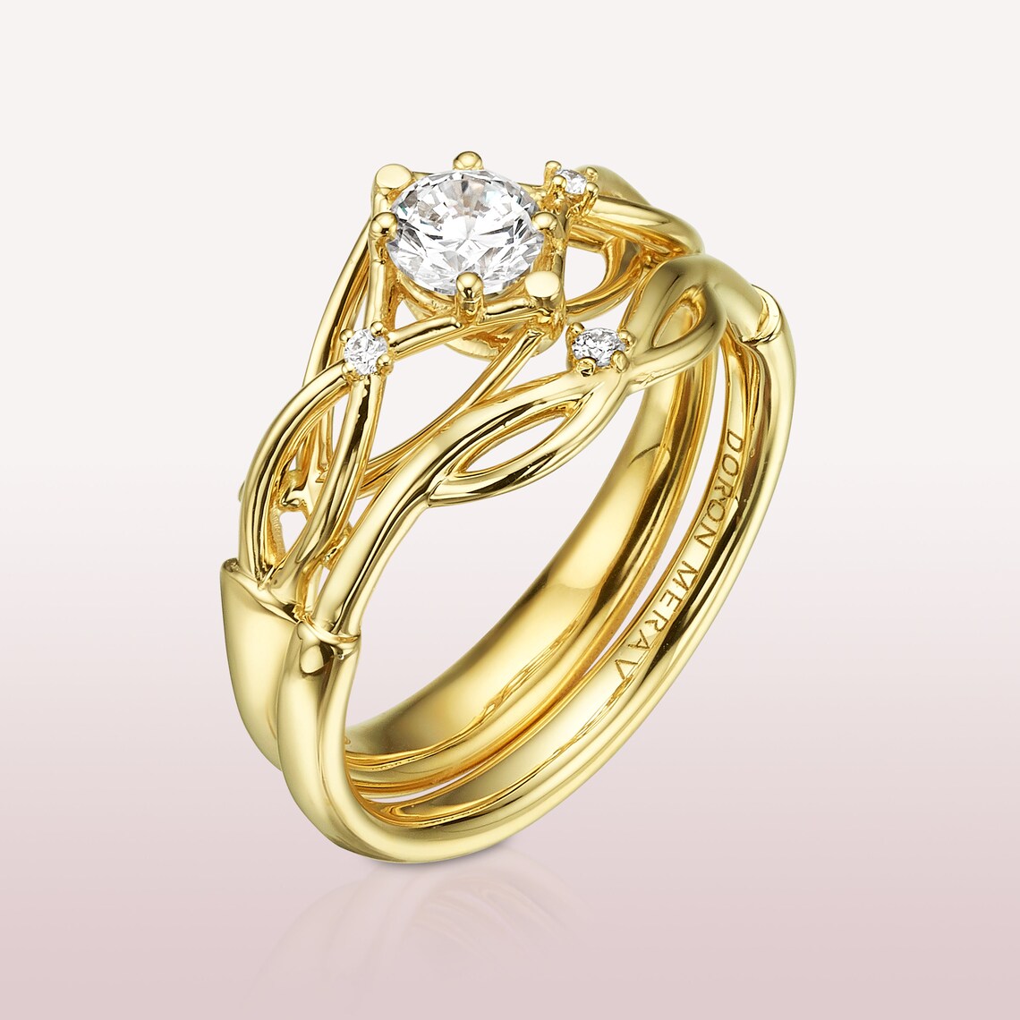 Celtic Wedding Set, 14K Gold and Diamond Bridal Set, Bridal Set, Unique ...