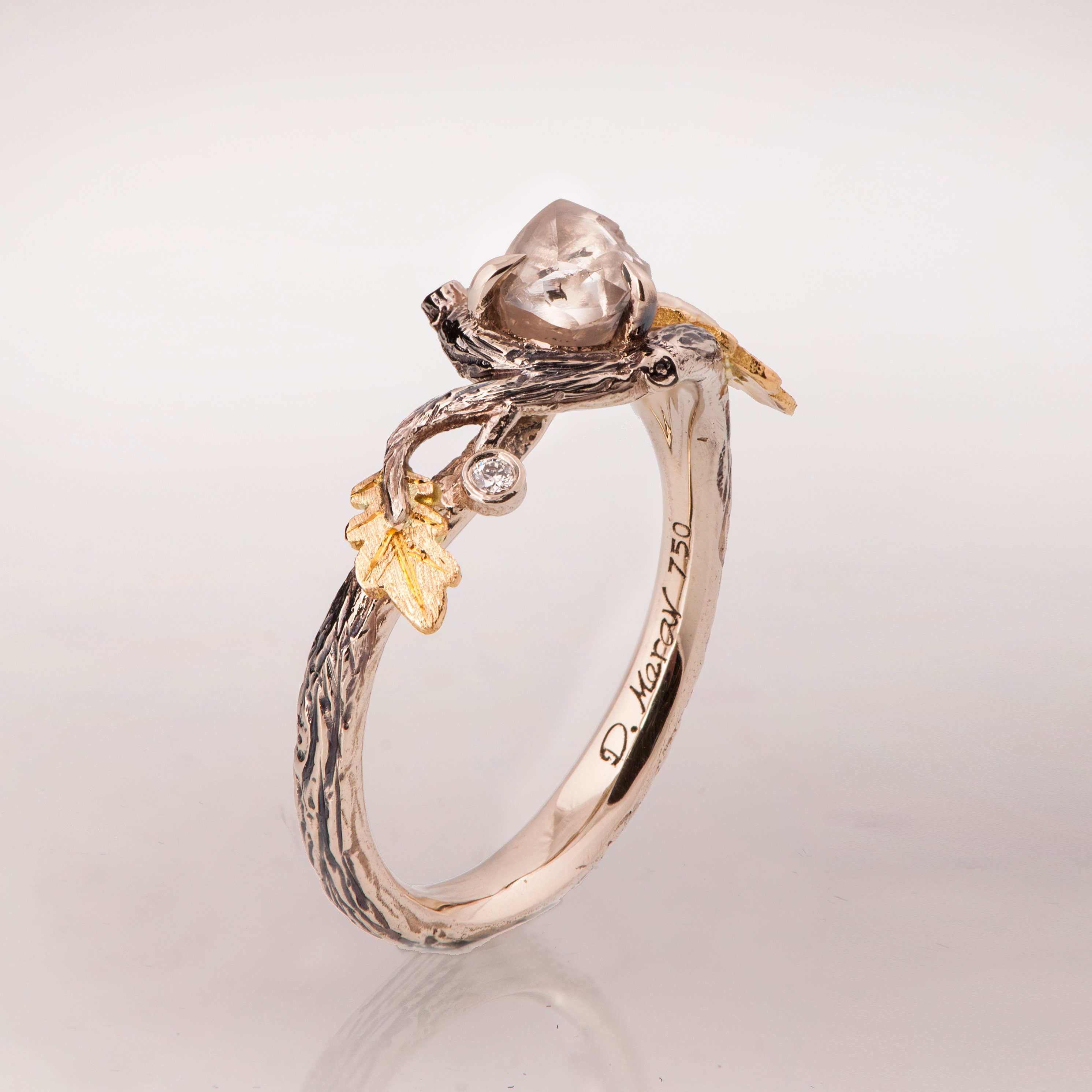 Platinum Raw Diamond Ring Rough Diamond engagement ring Twig | Etsy