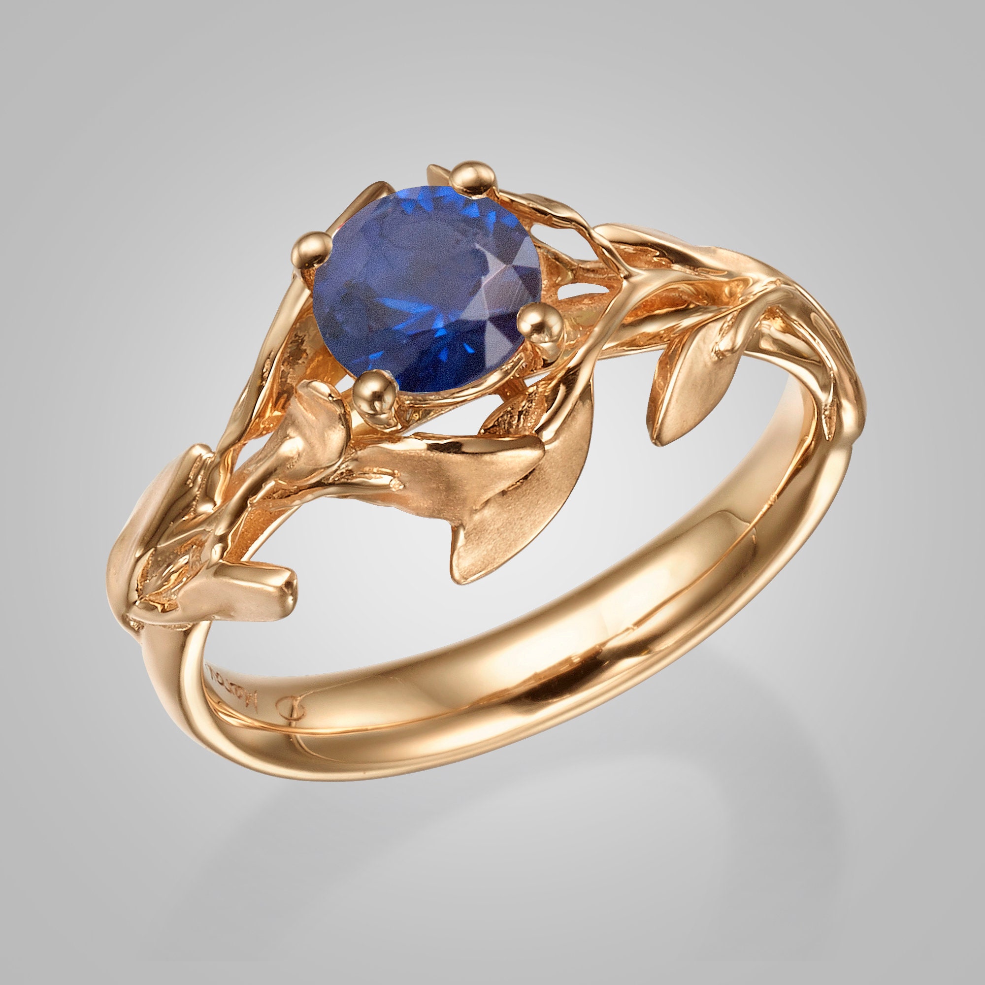 Sapphire Leaves Ring - Etsy