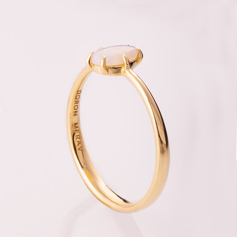 Small Opal Ring Real Opal Ring White Opal Ring Pear Opal | Etsy