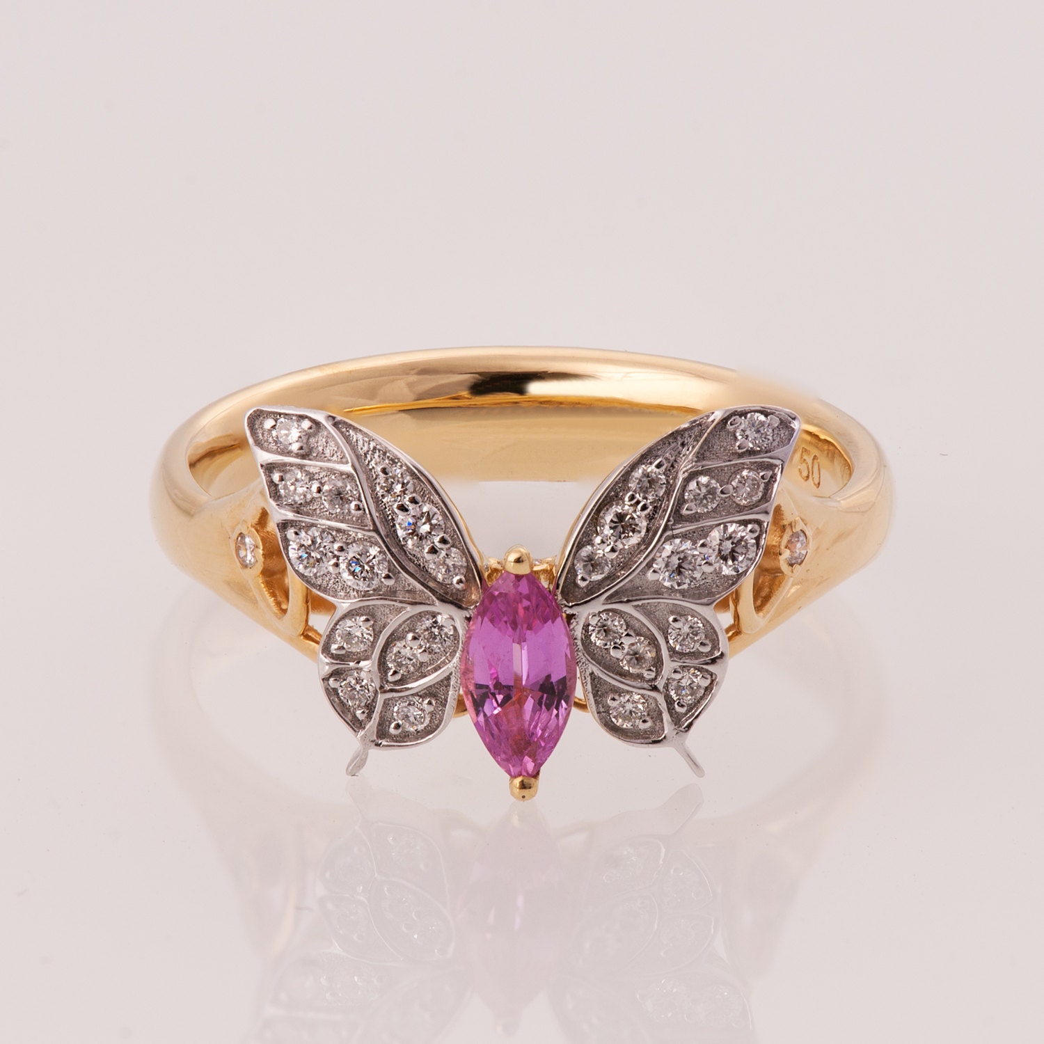 Butterfly Engagement Ring 14K Gold and Pink Sapphire - Etsy