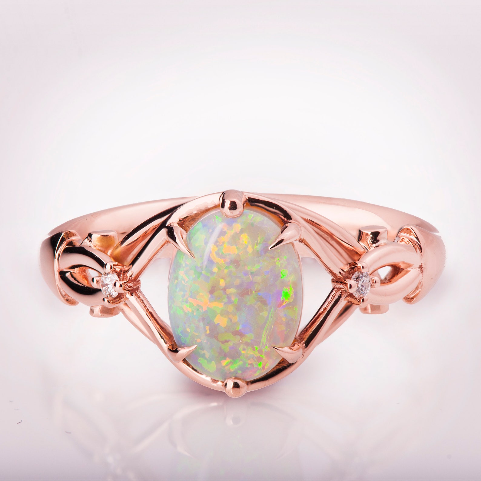 White Opal Ring, Opal Engagement Ring, Celtic Opal Ring, Unique ...