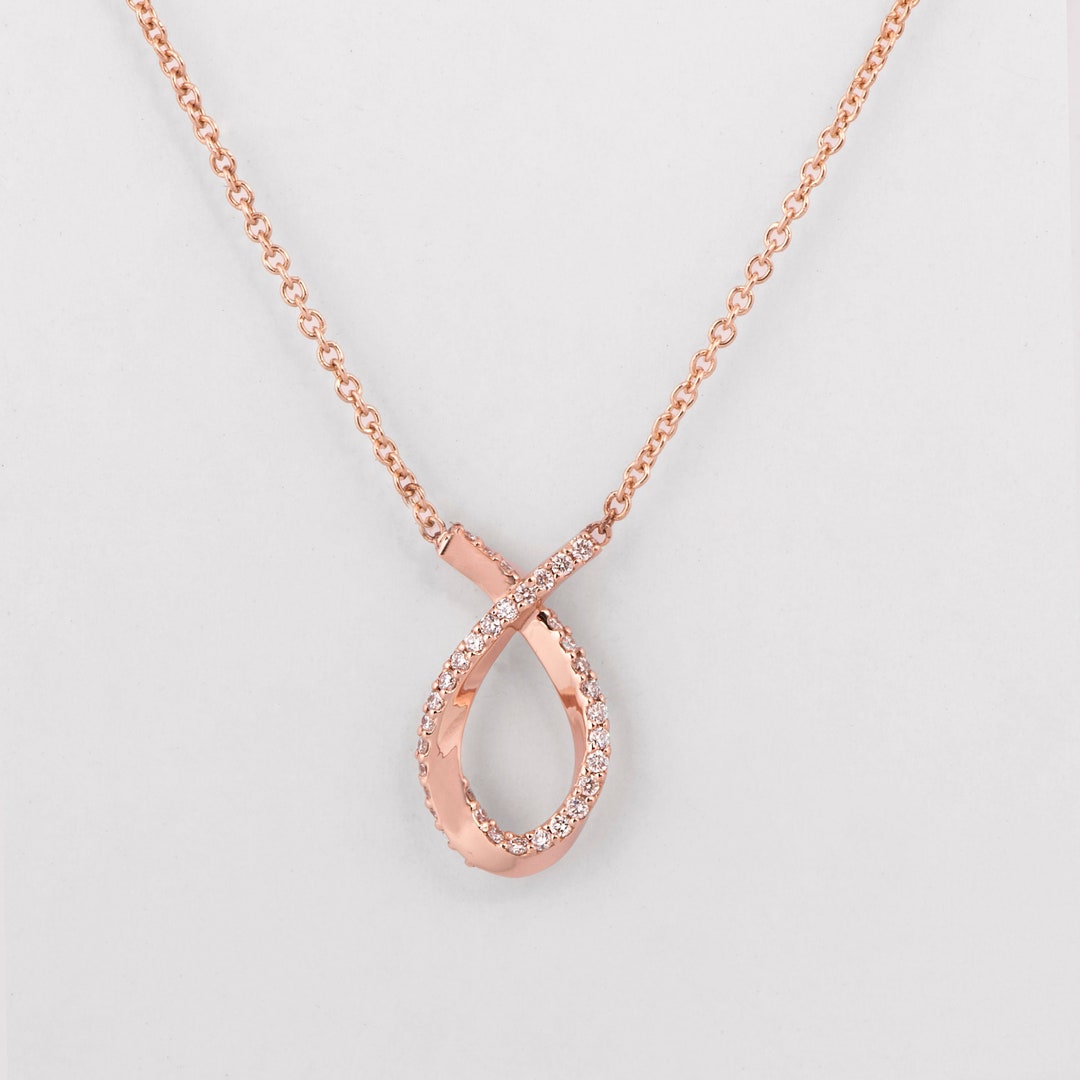 Rose Gold Diamond Mobius Pendant: 14K Twist Necklace - Etsy