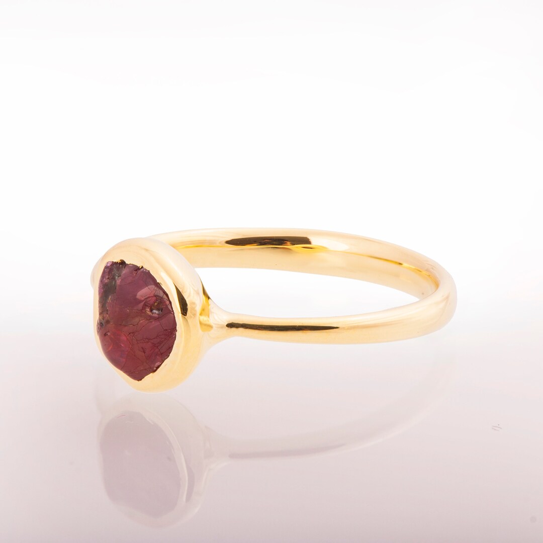 Raw Ruby Ring, Raw Engagement Ring, Unique Engagement Ring, Rough Ruby ...