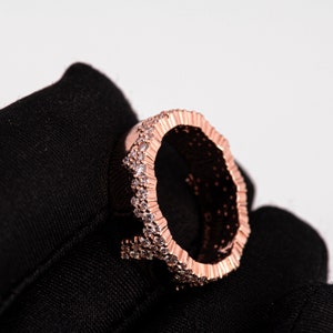 Snow Ring, Rose Gold Wedding Ring Set With a Cluster of Diamonds - Etsy