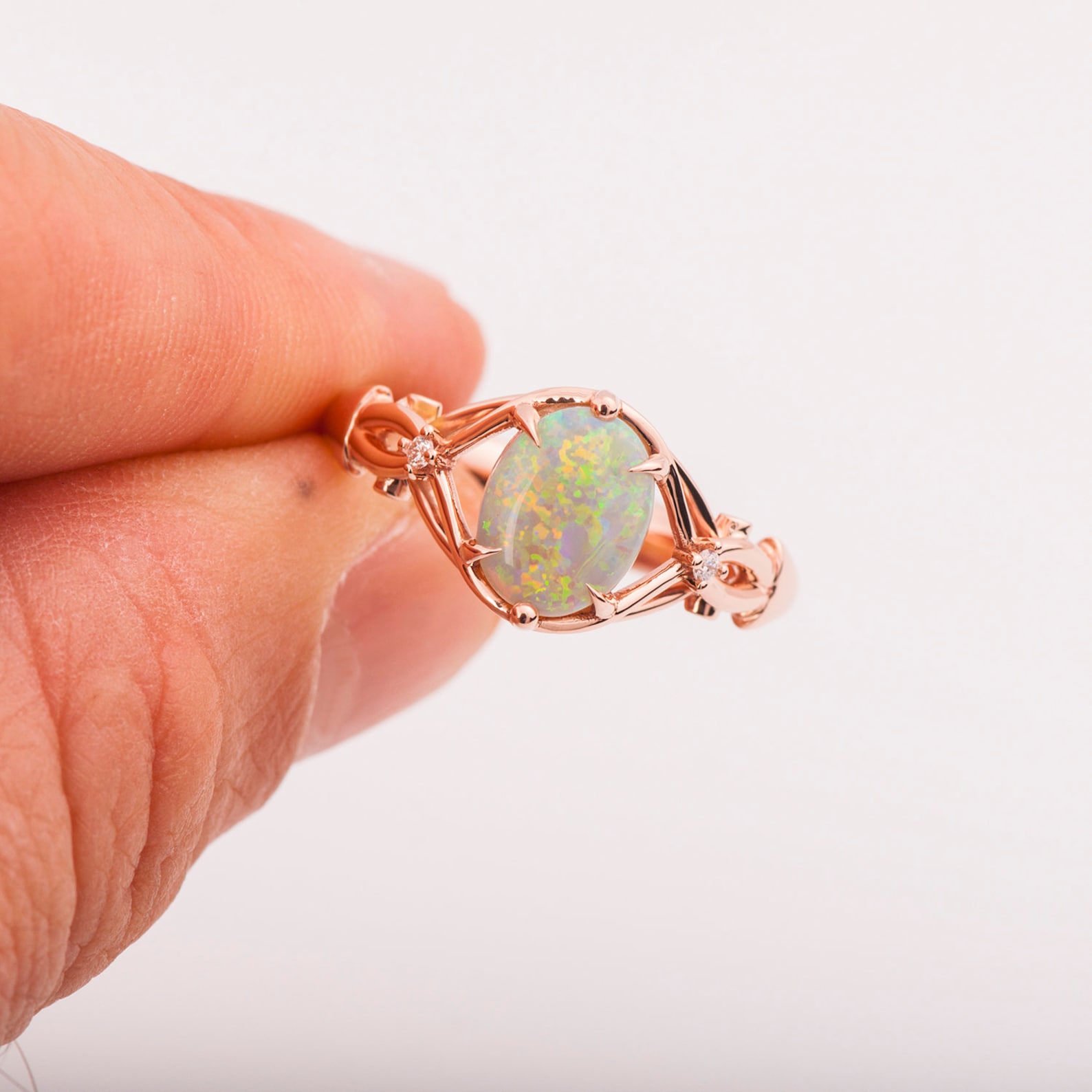 White Opal Ring Opal engagement ring Celtic Opal Ring | Etsy