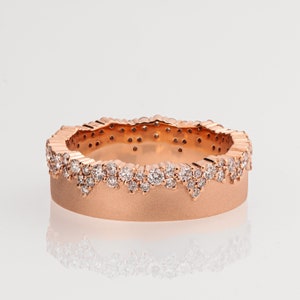 Snow Ring, Rose Gold Wedding Ring Set With a Cluster of Diamonds - Etsy