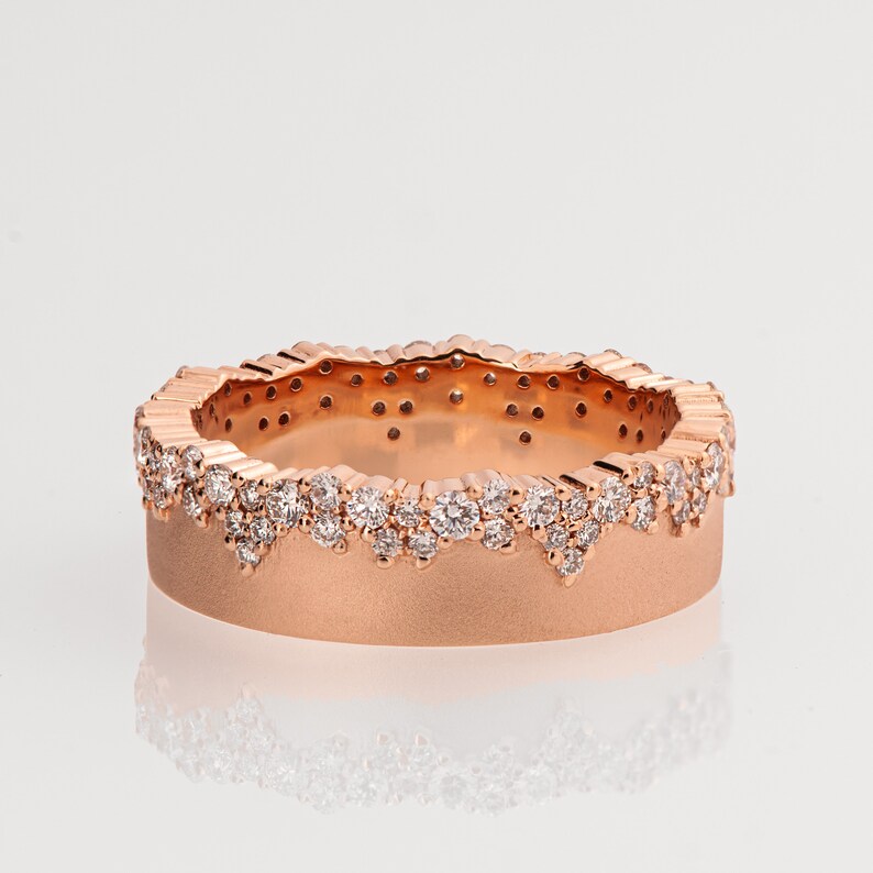 Snow Ring Rose Gold Wedding Ring Set With a Cluster of - Etsy