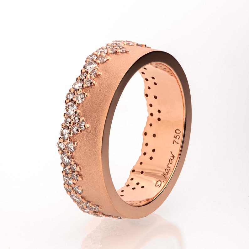 Snow Ring Rose Gold Wedding Ring Set With a Cluster of - Etsy