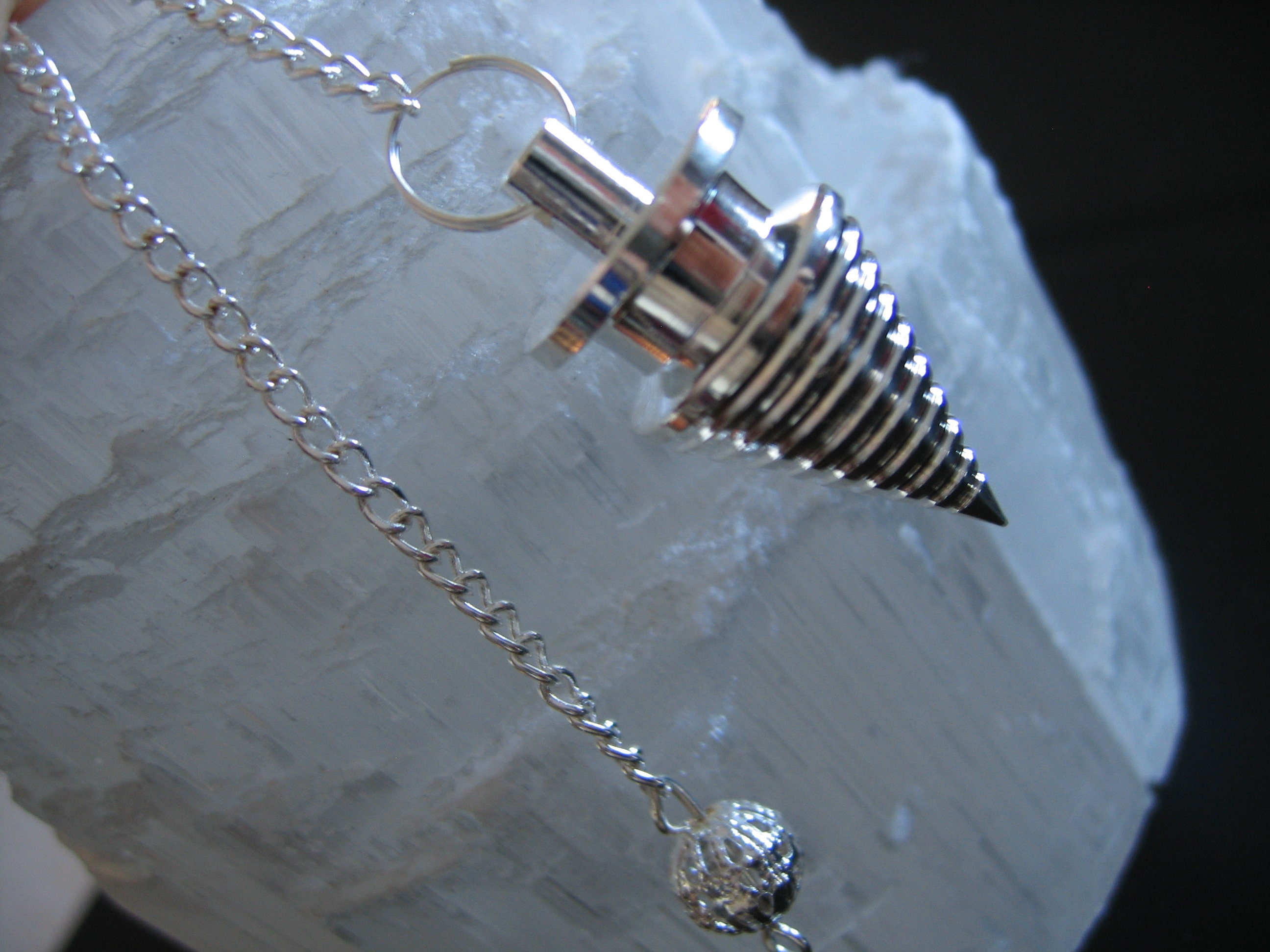 SILVER Ribbed PENDULUM on Sterling Silver Chain - Etsy