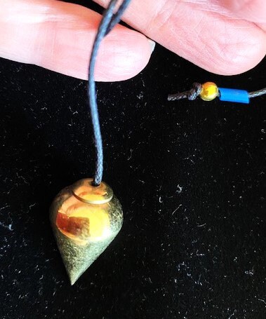 BRASS TEARDROP PENDULUM on Black Cord and Faience Tip - Etsy