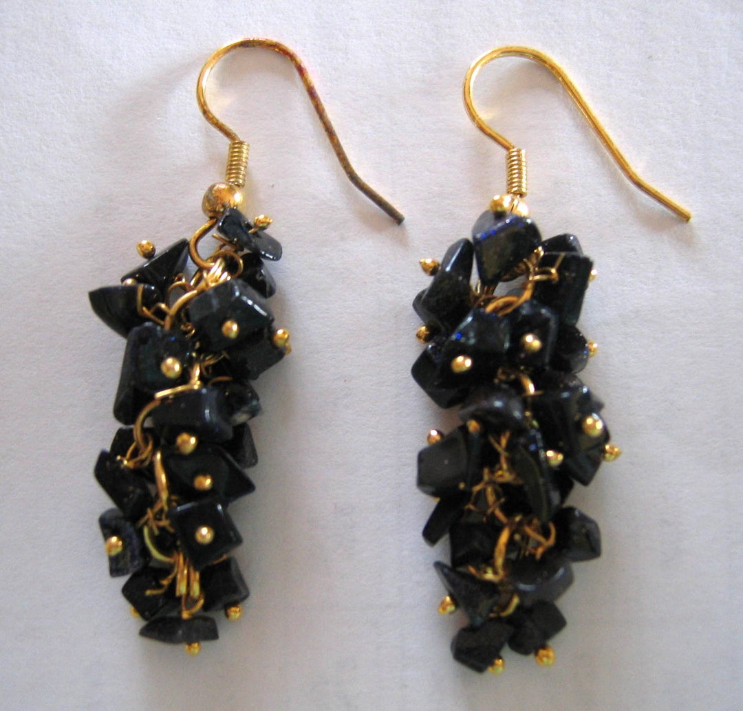 GEMSTONE CHIP Earrings With GOLD Wires Choose Your Gems - Etsy