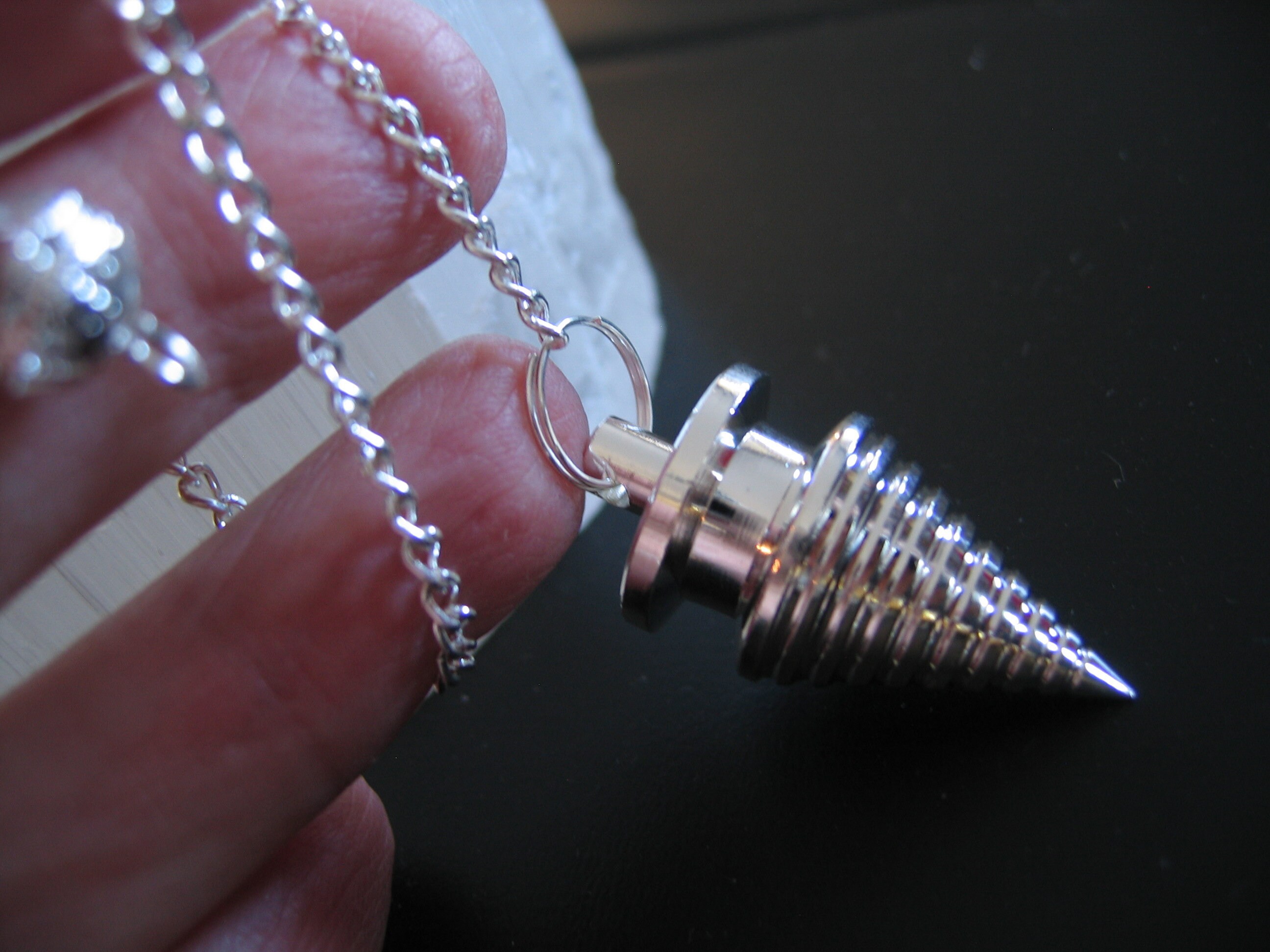 SILVER Ribbed PENDULUM on Sterling Silver Chain - Etsy