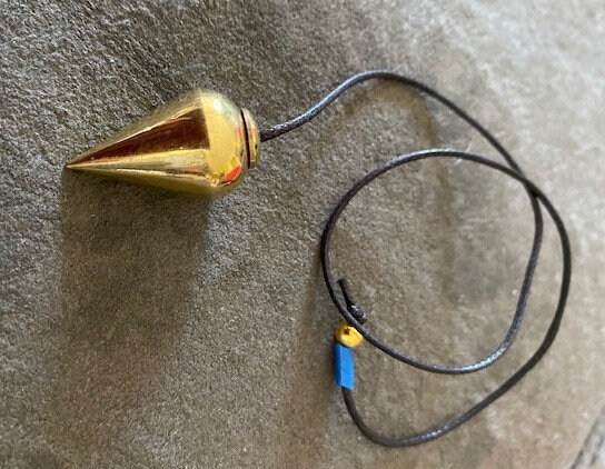 BRASS TEARDROP PENDULUM on Black Cord and Faience Tip - Etsy