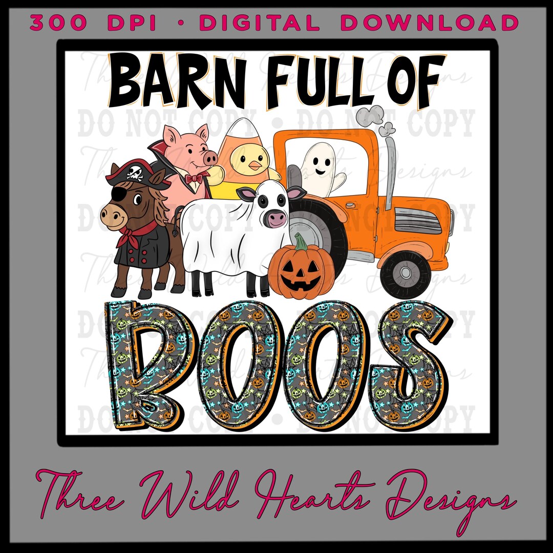 Halloween Farm Animal Ghosts PNG: Spooky Barn Sublimation Design ...