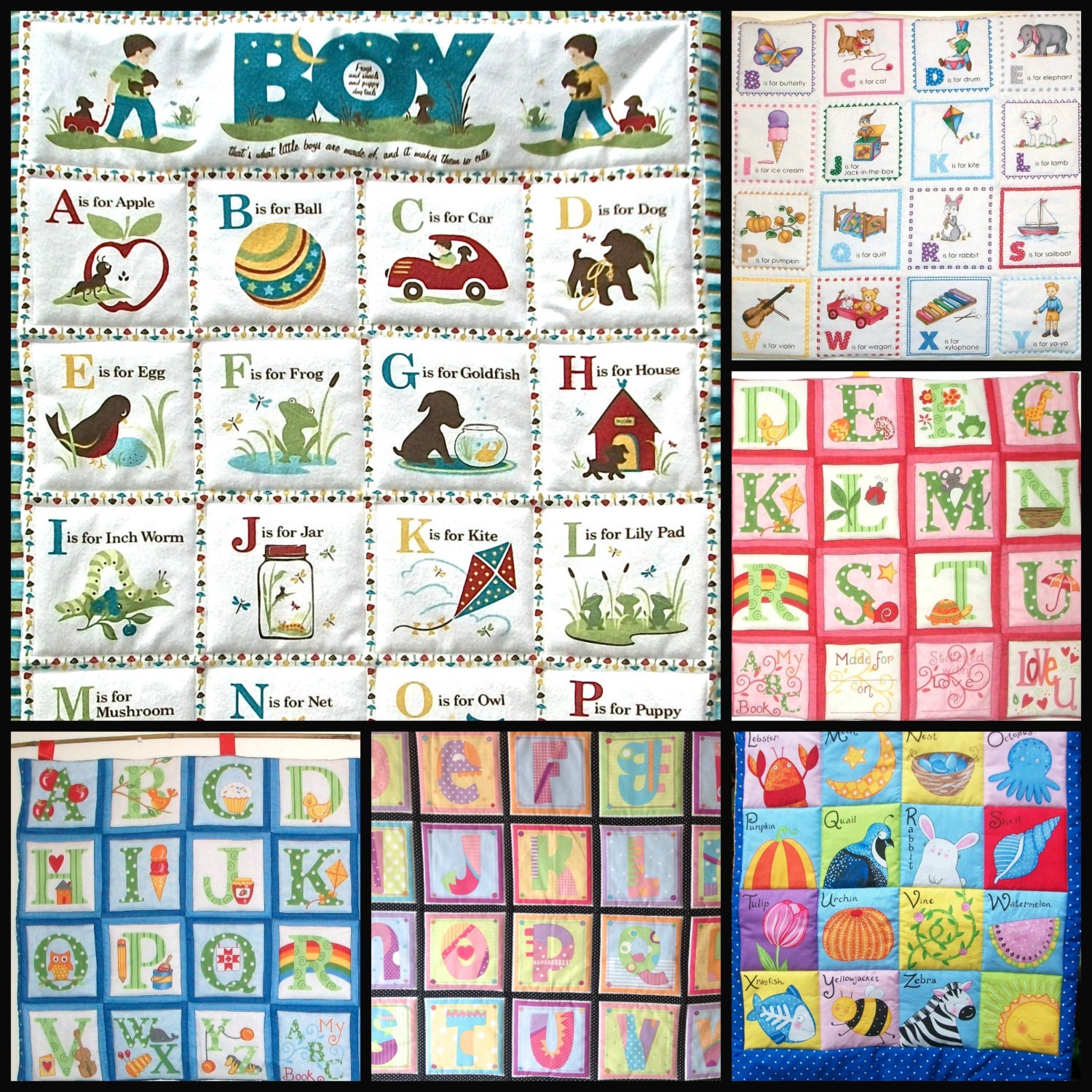 Blue Alphabet Quilted Wall Hanging ABC Room Decor | Etsy