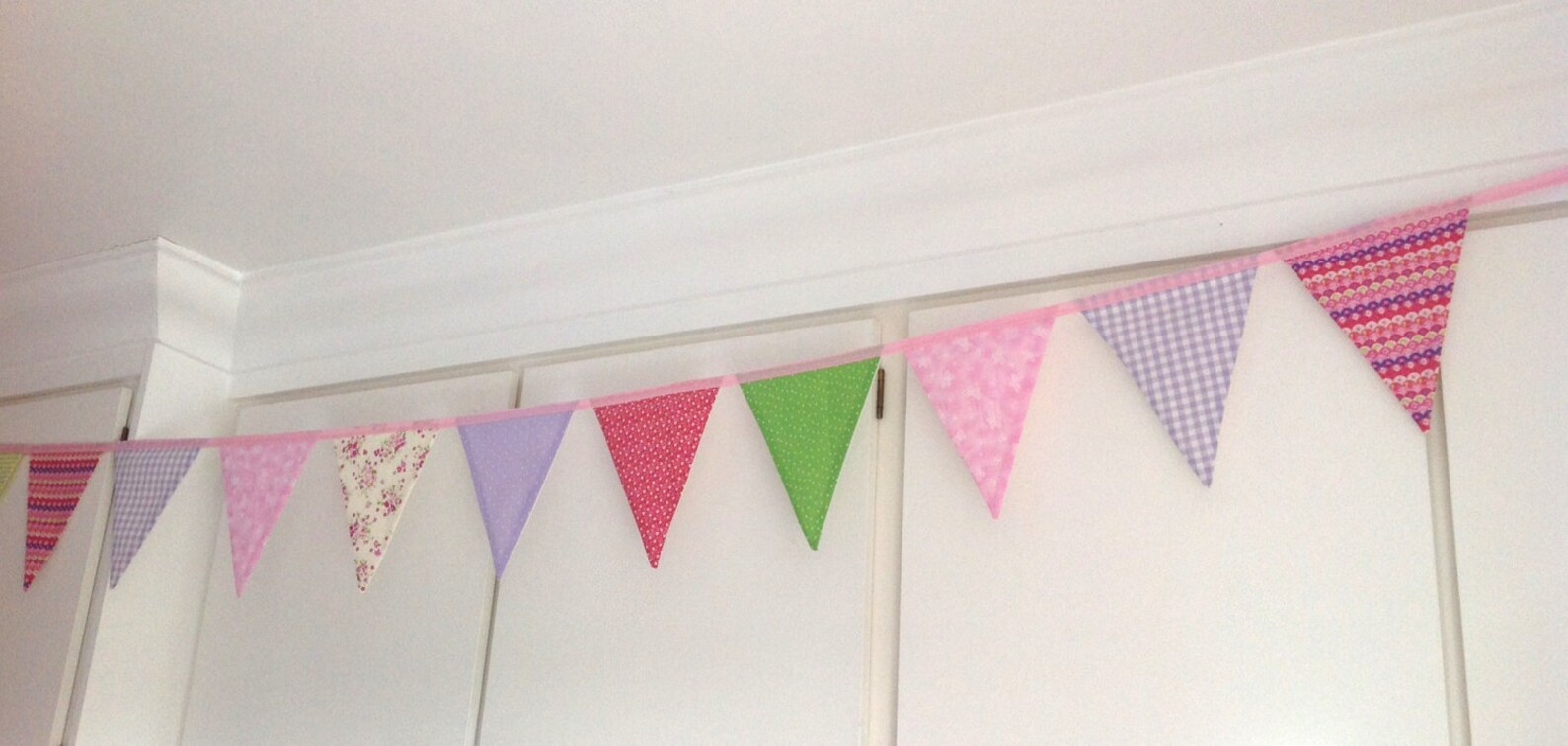 Girl Bunting Lilac Green Pink Banner 10 Large Flags Over 6ft Length - Etsy