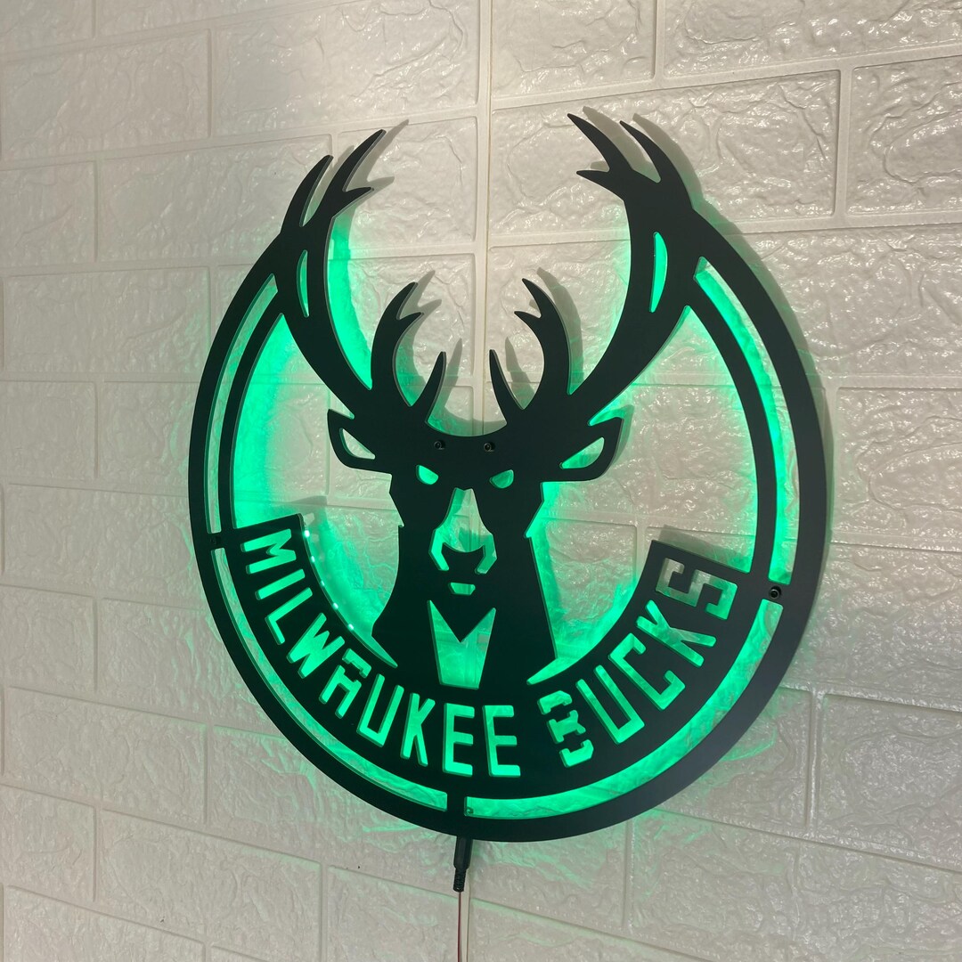 Milwaukee Bucks LED Sign, Lighted Basketball Team Logo, Bucks Wall ...