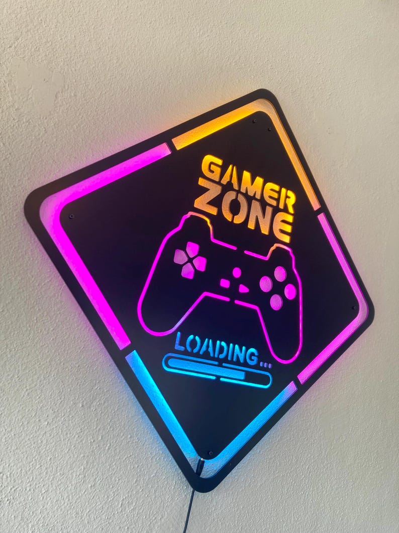 Gamer Zone LED Sign, Gaming Room Wall Art, Neon Lighted Gamer Decor - Etsy