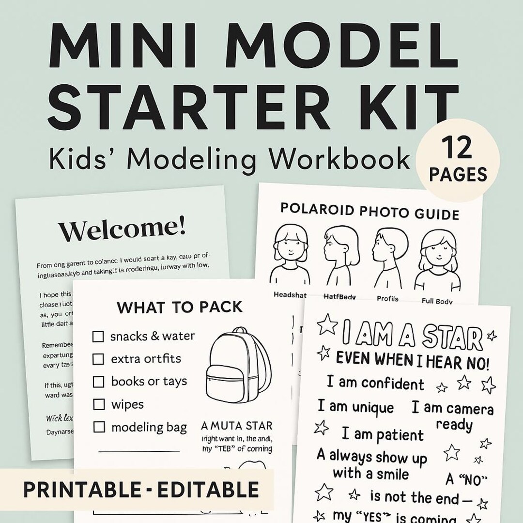 Mini Model Starter Kit- Kids Modeling Guide & Worksheets - Etsy