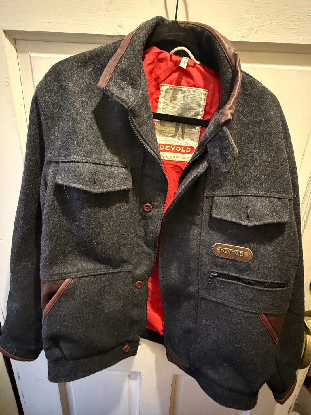 Vintage Devold Norwegian Coat, Wool and Leather, Men's Size 48 (medium ...