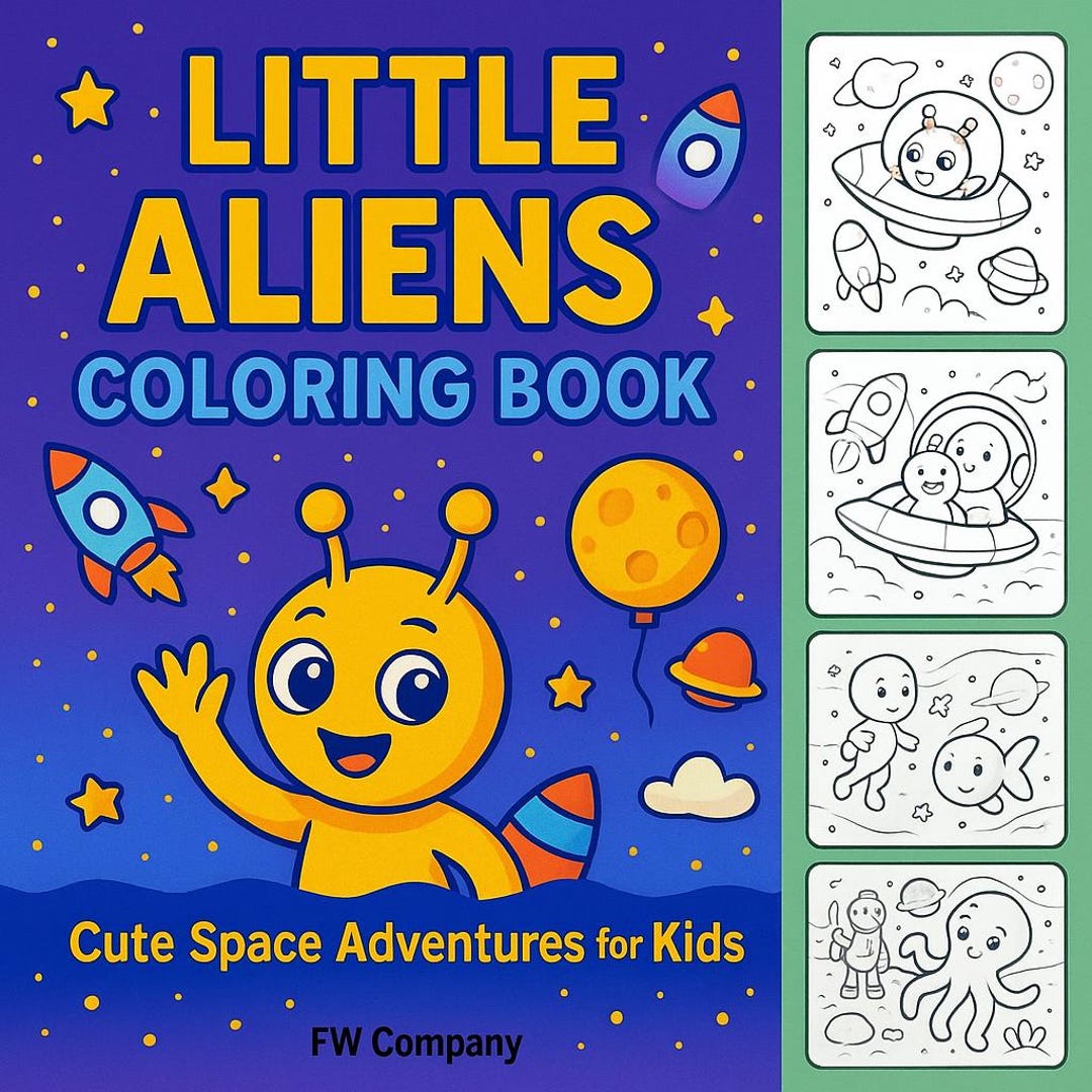 Alien Adventures – Cute Alien Coloring Pages for Kids | Printable PDF ...