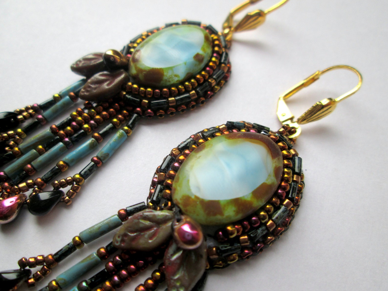 Beaded Earrings DIY Kit, Beading Pattern and Material, Bead Embroidery ...
