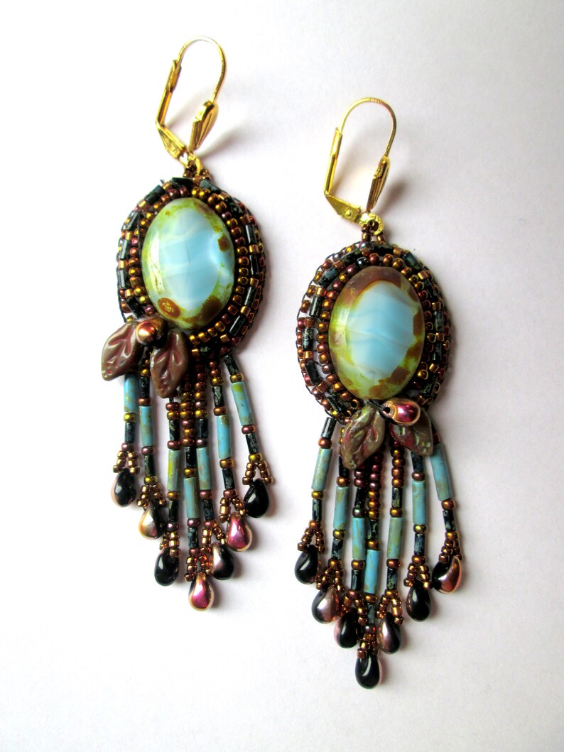 Beaded Earrings DIY Kit, Beading Pattern and Material, Bead Embroidery ...