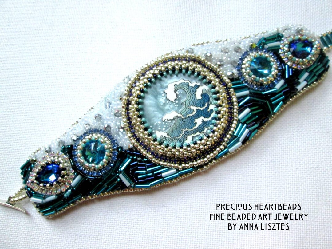 Ocean Waves - Bracelet Cuff - DIY KIT, Bead Embroidery, Instructions ...