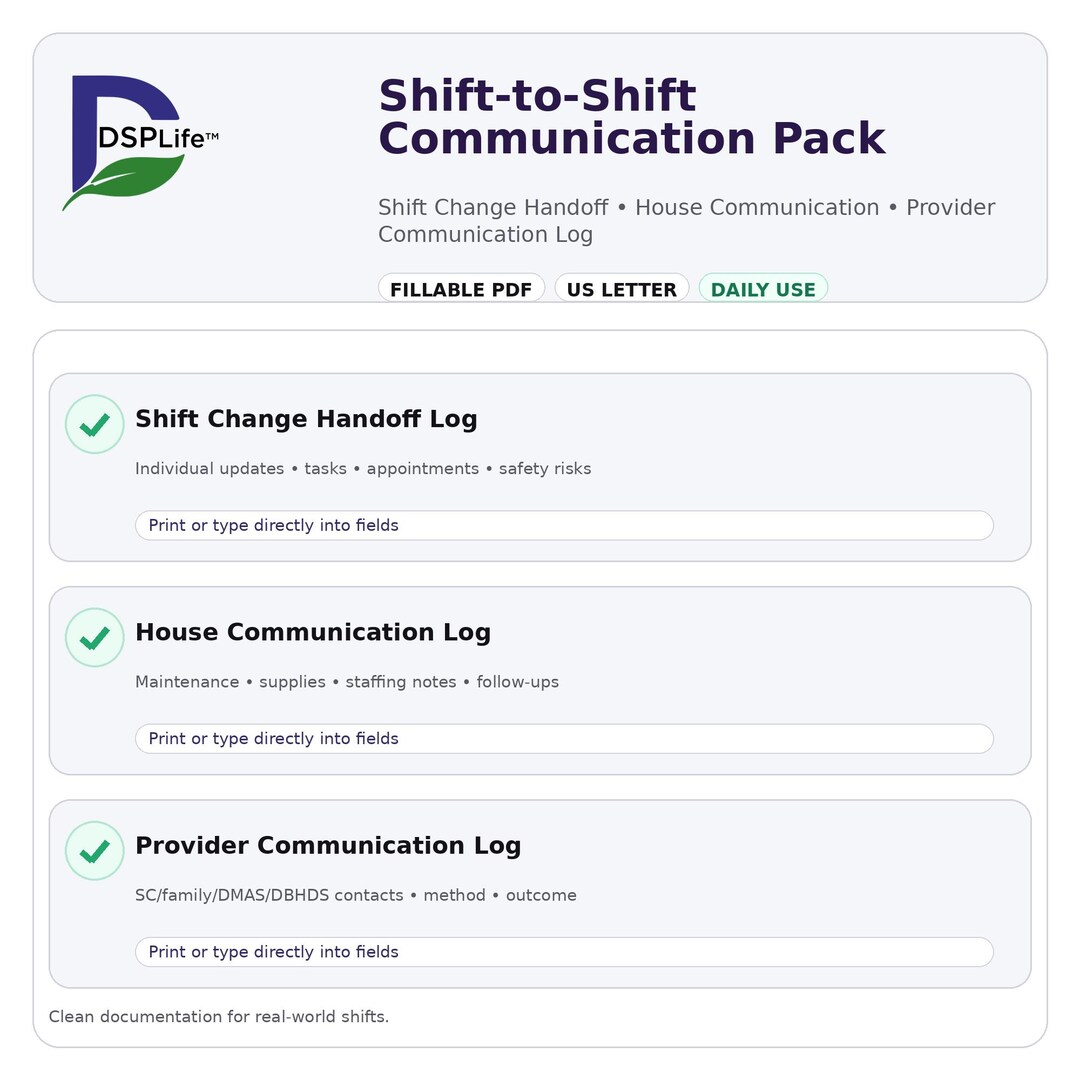 Shift Communication Log Pack | Fillable PDF for Group Homes - Etsy