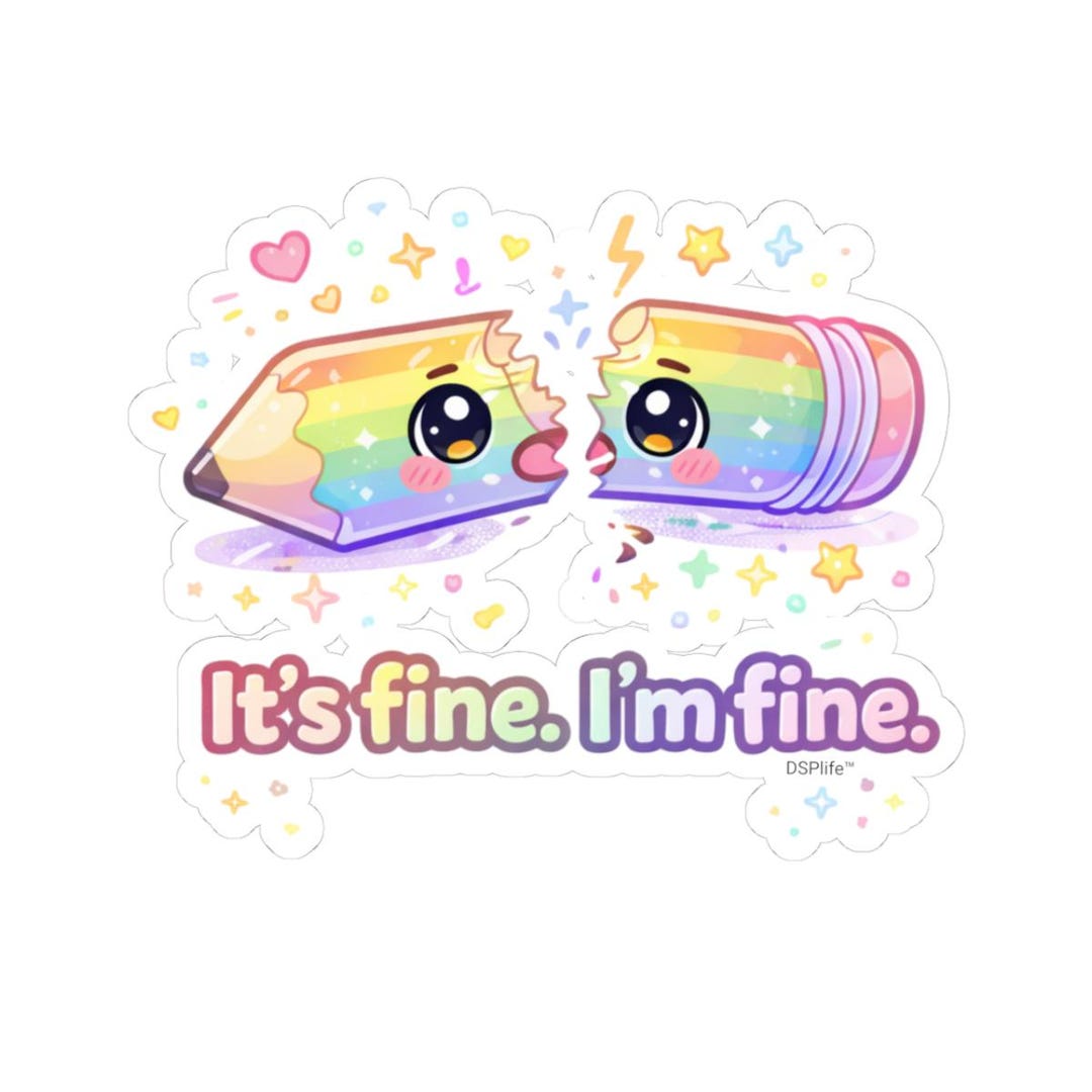 Its Fine. Im Fine. Sticker | Funny Burnout & Anxiety Humor | Kawaii ...