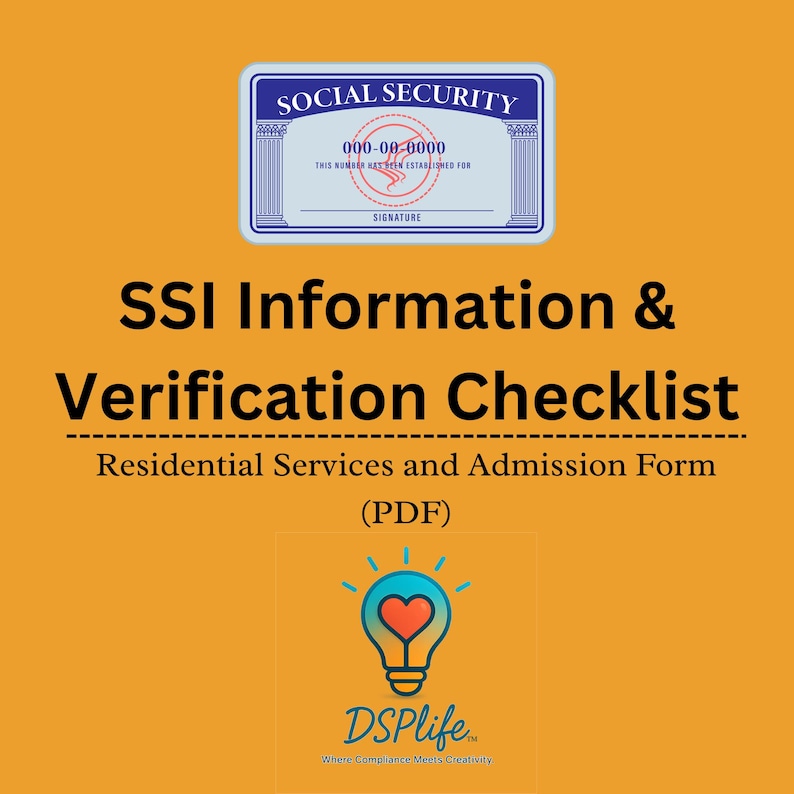 SSI Information and Verification Checklist Residential Services ...