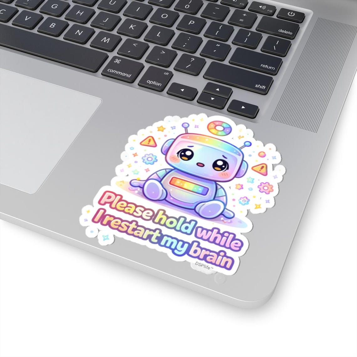 Please Hold While I Restart My Brain Sticker | Kawaii Robot | Funny ...