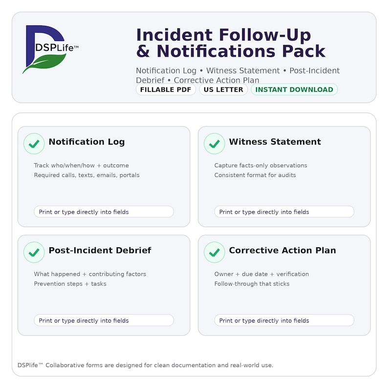 Incident Follow-up & Notification Log | Fillable PDF Forms - Etsy