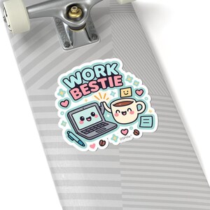 Work Bestie Sticker – Kawaii Laptop and Coffee, Office Gift - Etsy