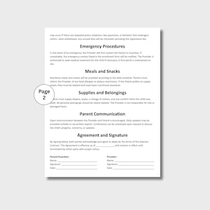 Daycare Contract, Customizable Daycare Form Template, Printable Daycare ...