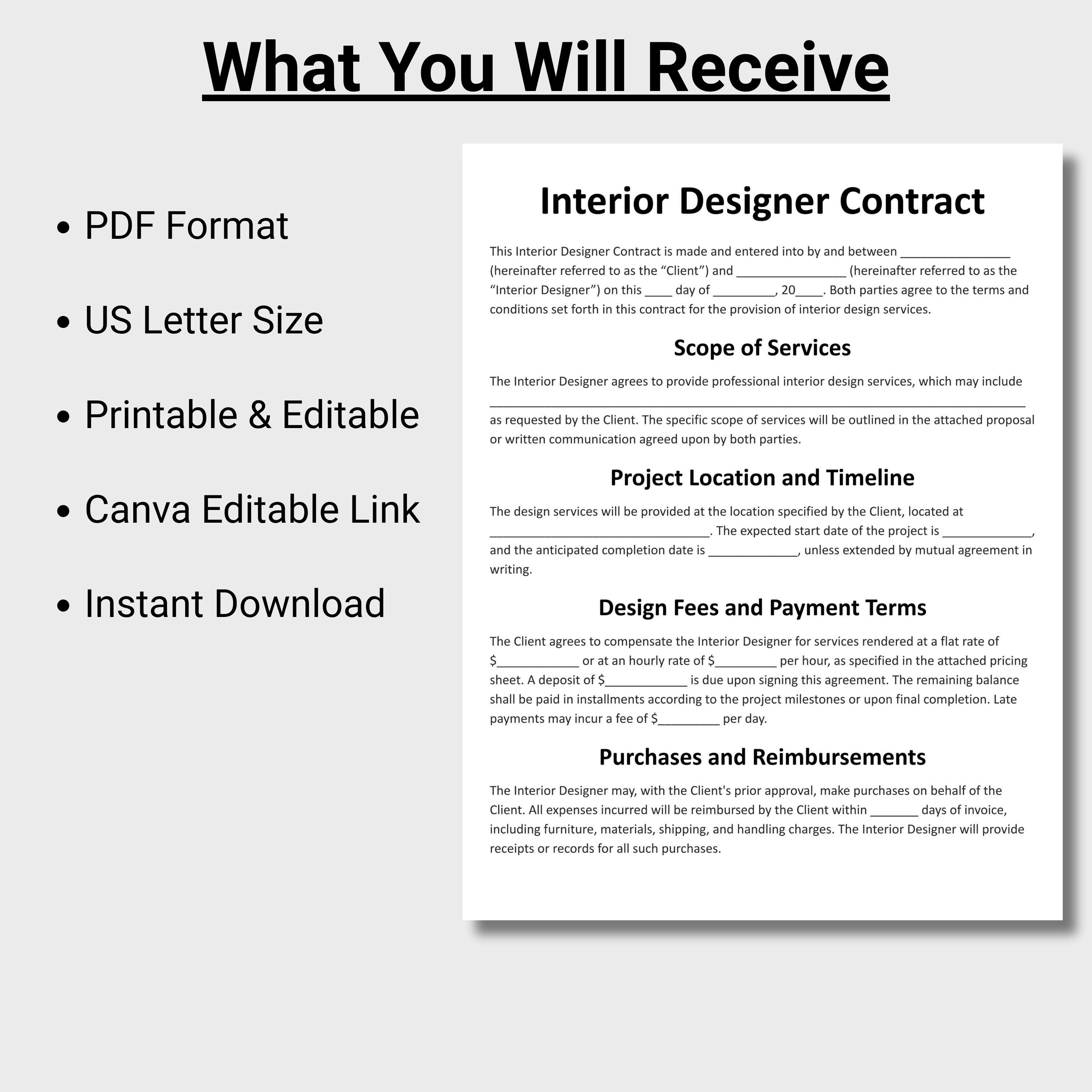 Interior Designer Contract, Customizable Interior Decorating Form ...