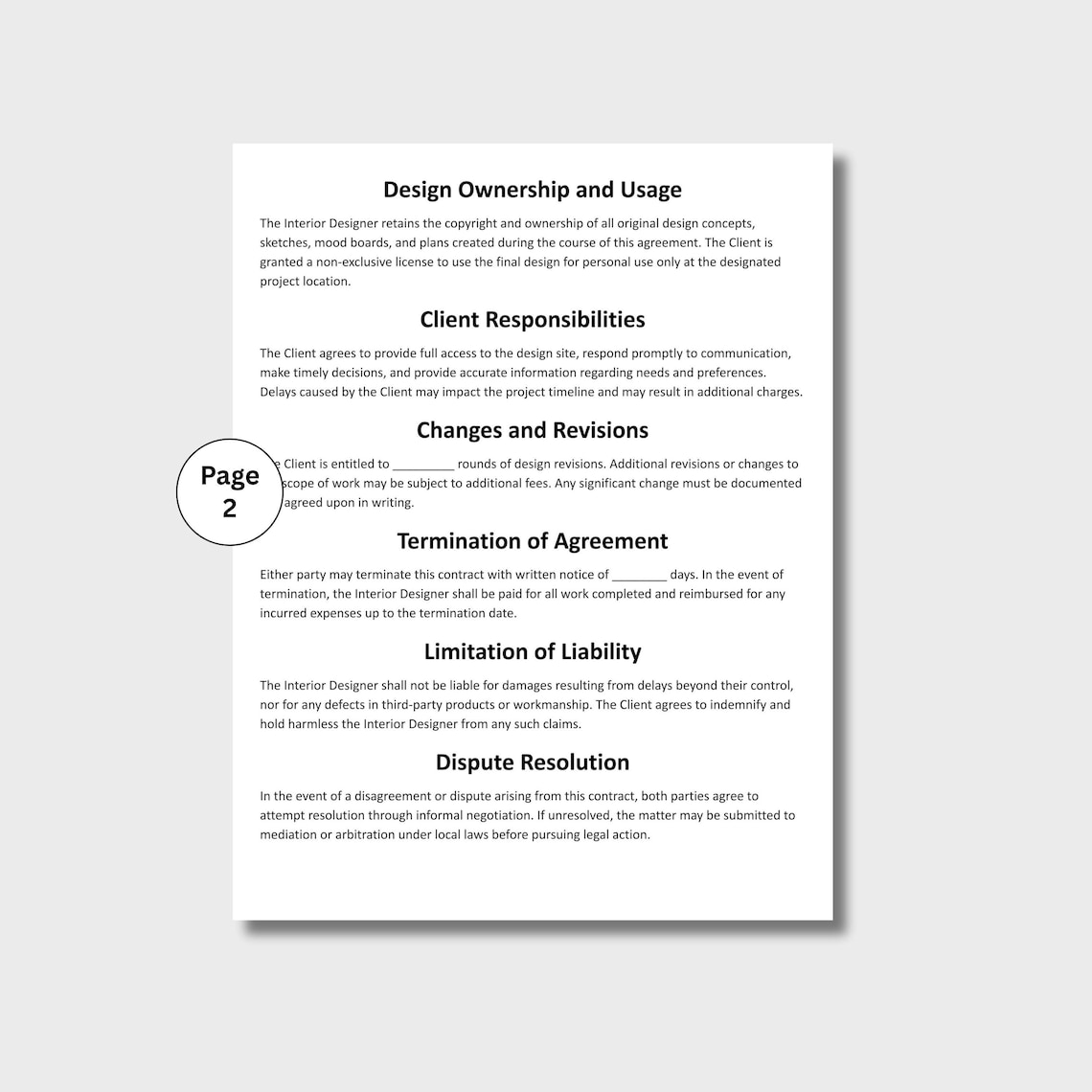 Interior Designer Contract, Customizable Interior Decorating Form ...