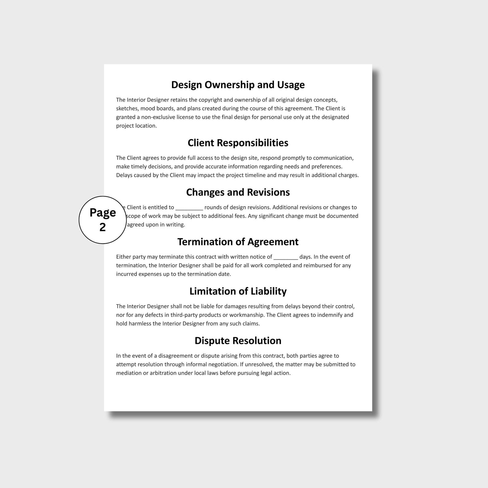 Interior Designer Contract, Customizable Interior Decorating Form ...