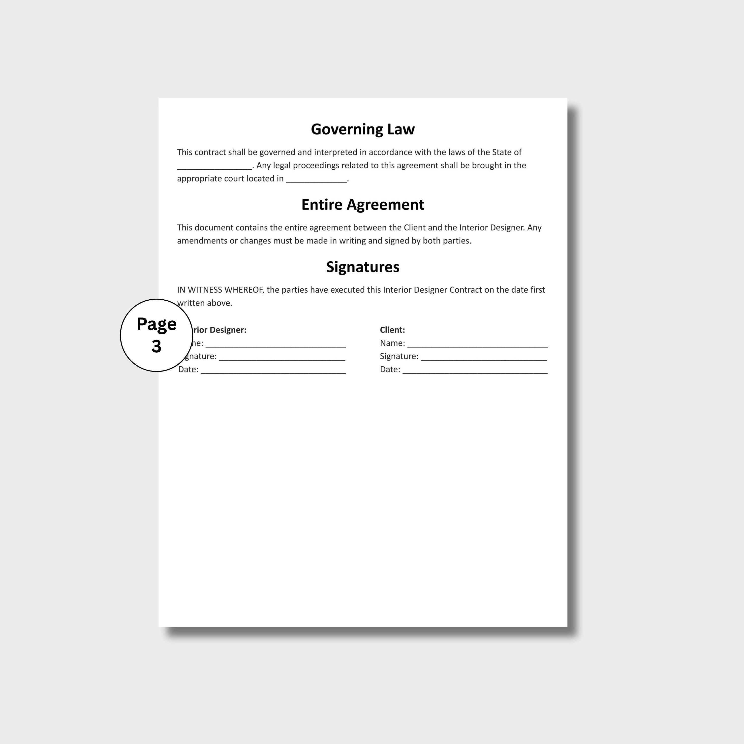 Interior Designer Contract, Customizable Interior Decorating Form ...