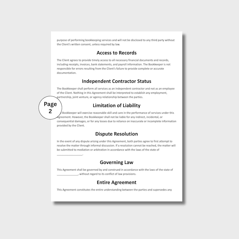 Bookkeeping Contract, Customizable Freelance Bookkeeper Form Template ...
