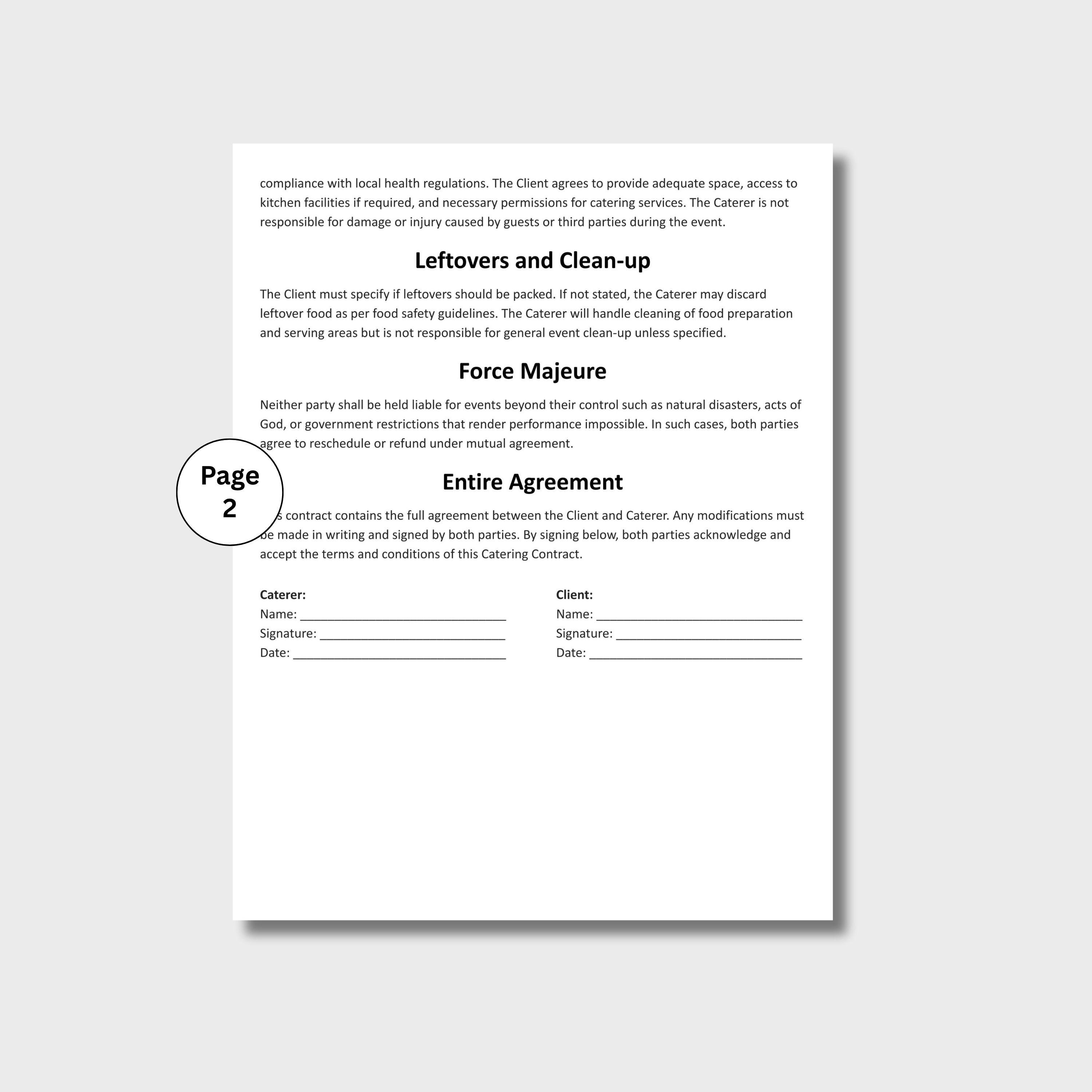 Catering Contract, Customizable Catering Service Agreement Template ...