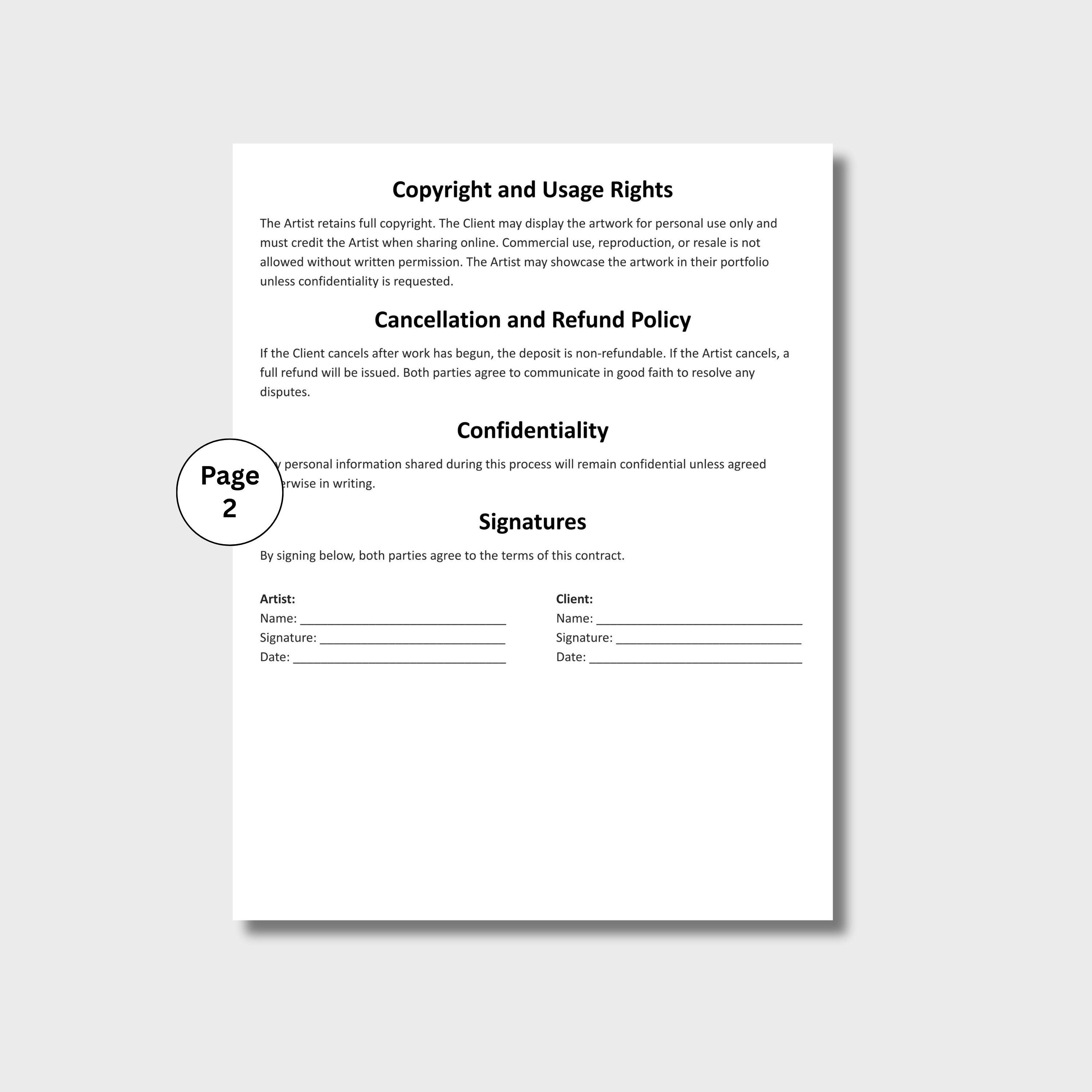 Artist Commission Contract, Customizable Artwork Contract Form Template ...