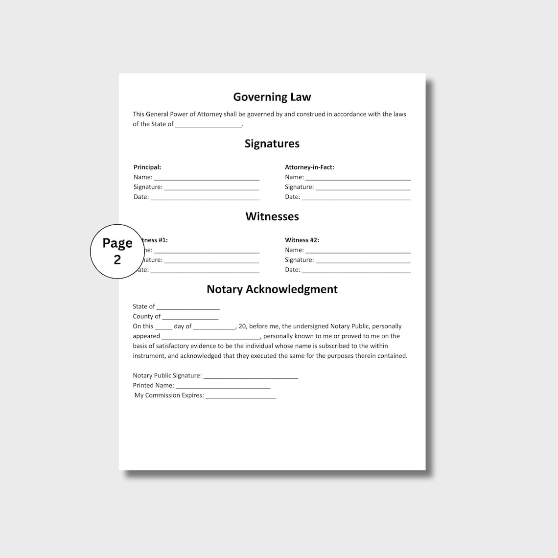 General Power of Attorney, Customizable POA Form Template, Printable ...