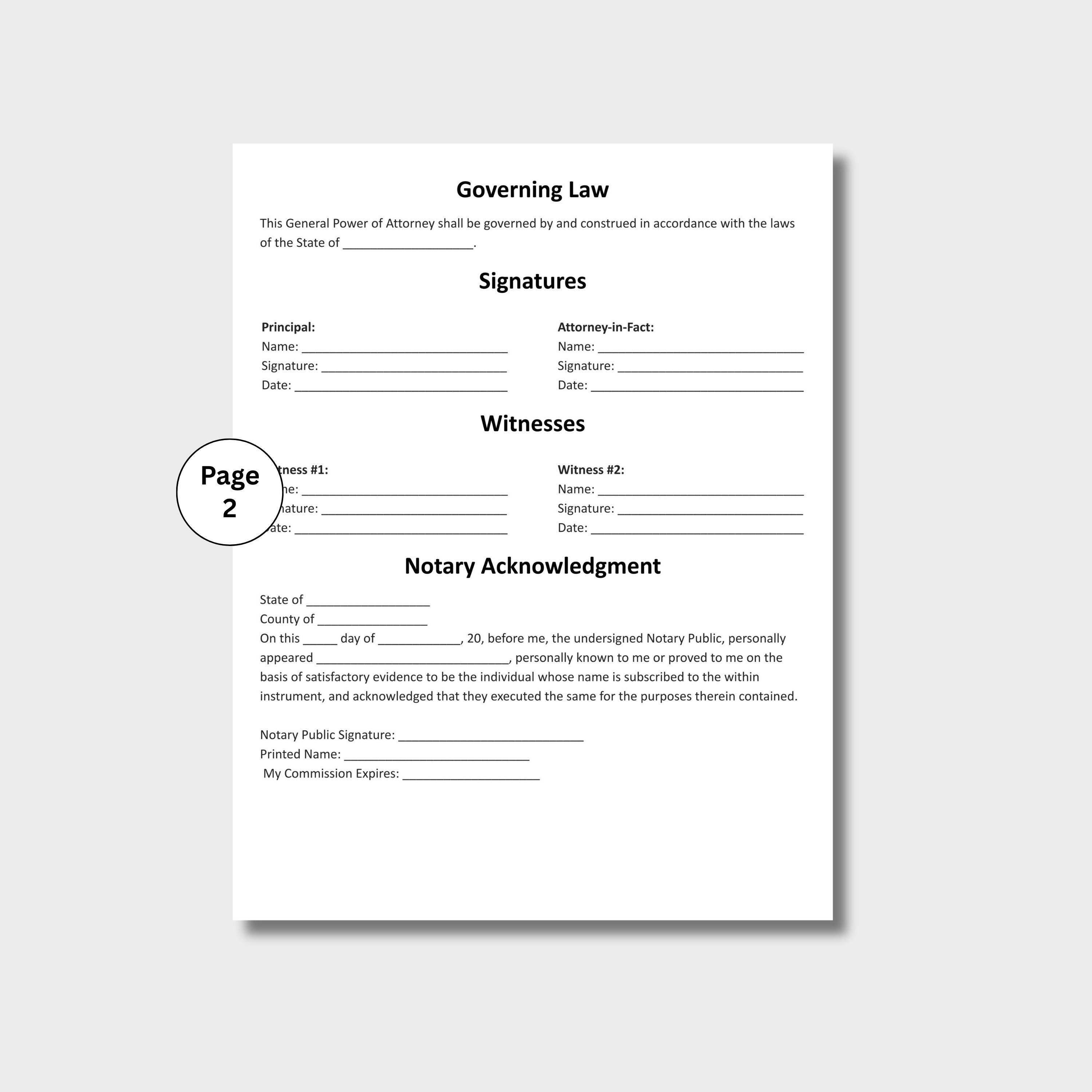 General Power of Attorney, Customizable POA Form Template, Printable ...